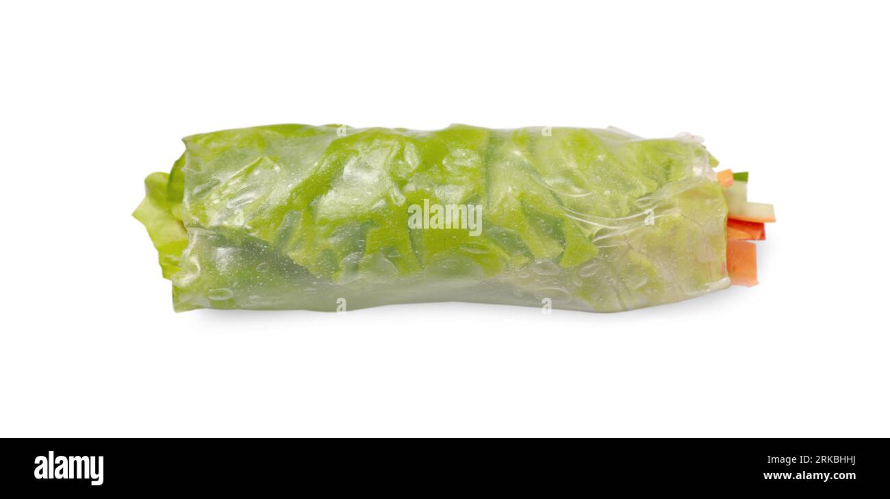 Tasty spring roll wrapped in rice paper isolated on white Stock Photo ...
