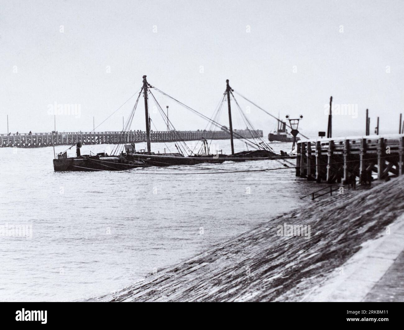 HMS Vindictive after being sunk as a blockship in the Second Ostend ...