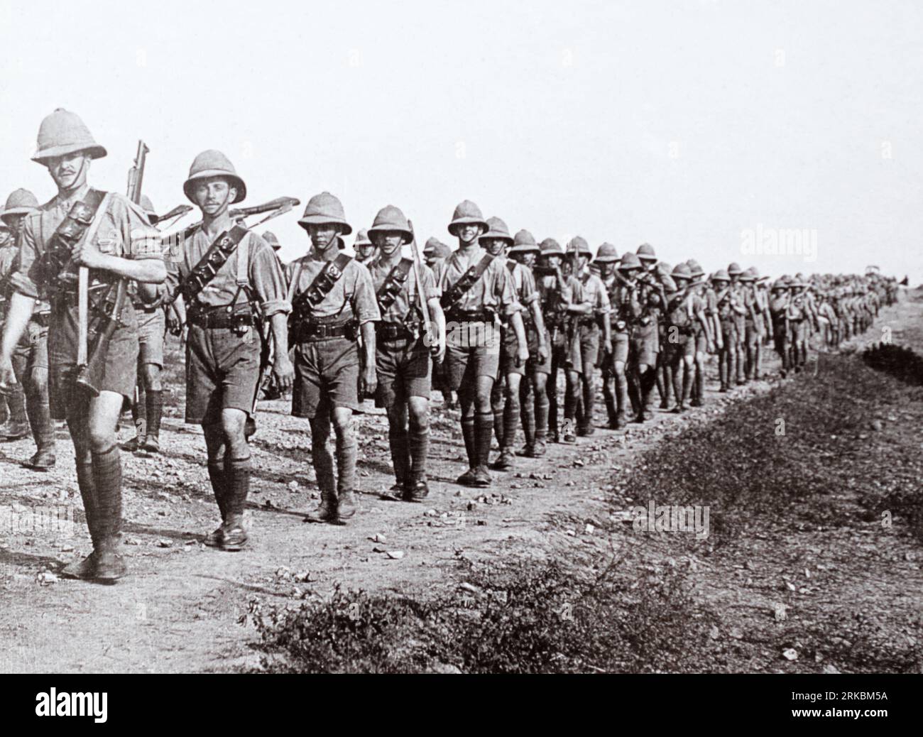 British infantry on the march to Bagdad during the Mesopotamian campaign of the First World War ...