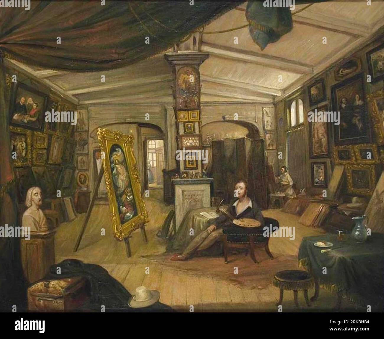 Interieur van het schildersatelier van kunstschilder Otto de Boer 1851 ...