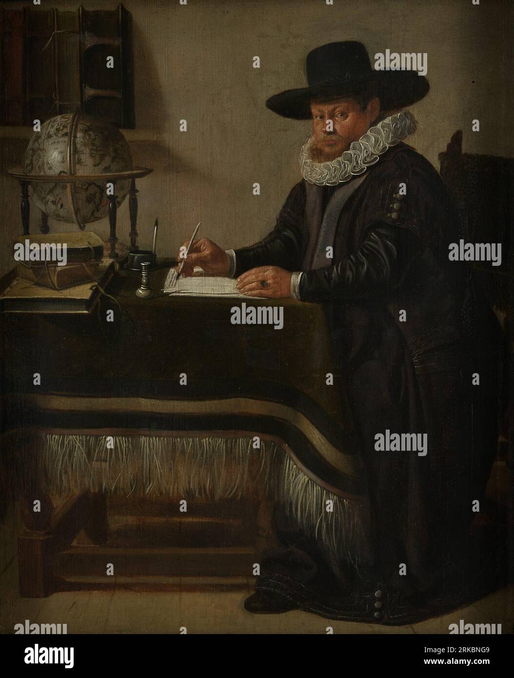 Portret van Johan van Beverwijck (1594-1647) in zijn studeerkamer circa ...