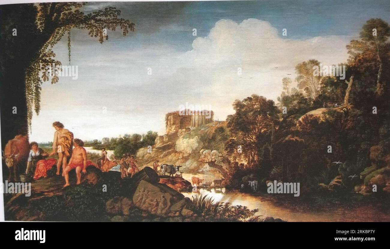 Arcadian Landscape with Ruins and Herdsmen 1623 by Moses van ...