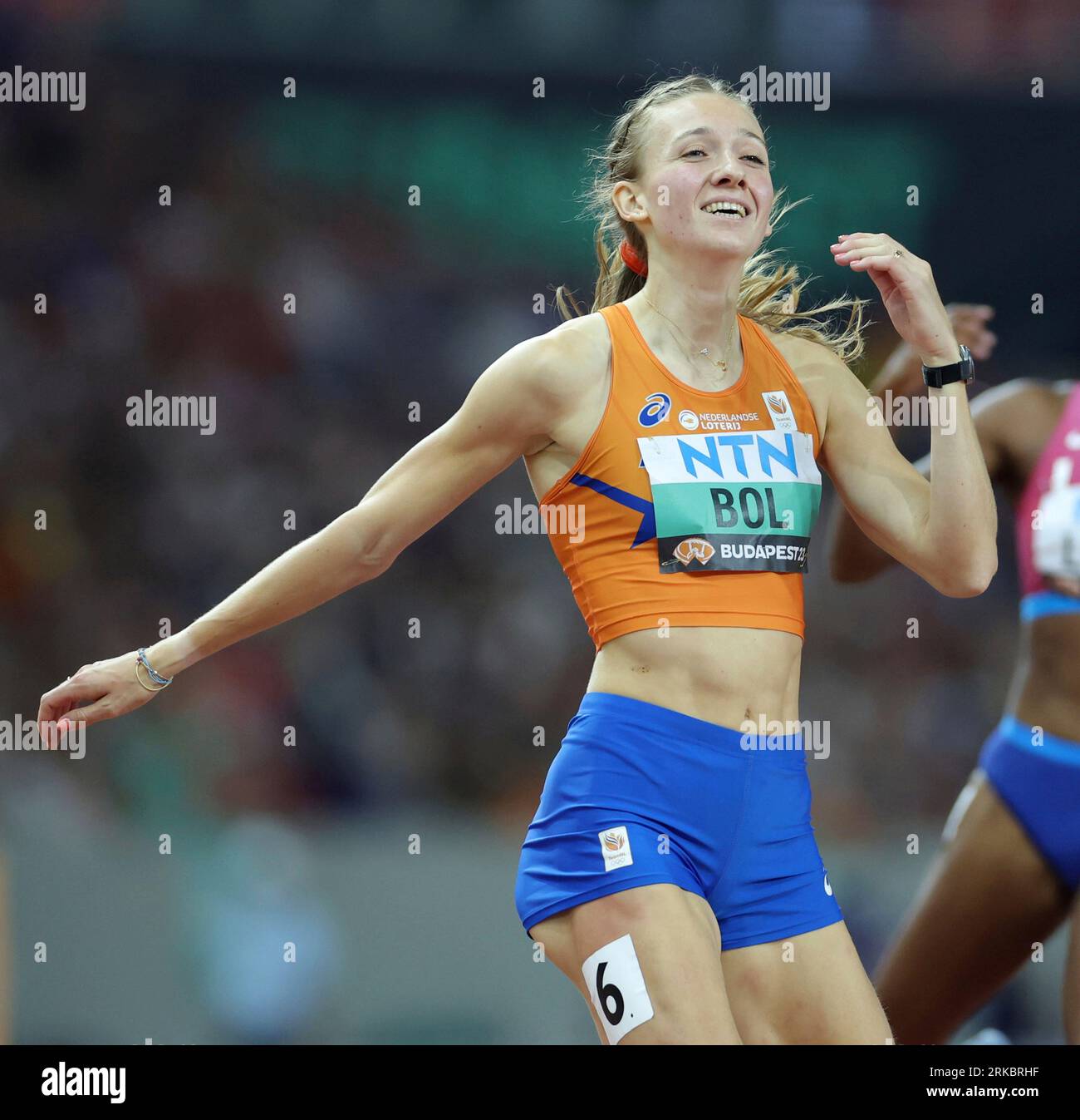 Femke Bol of Netherlands reacts after winning the women's 400m hurdles final of the World ...