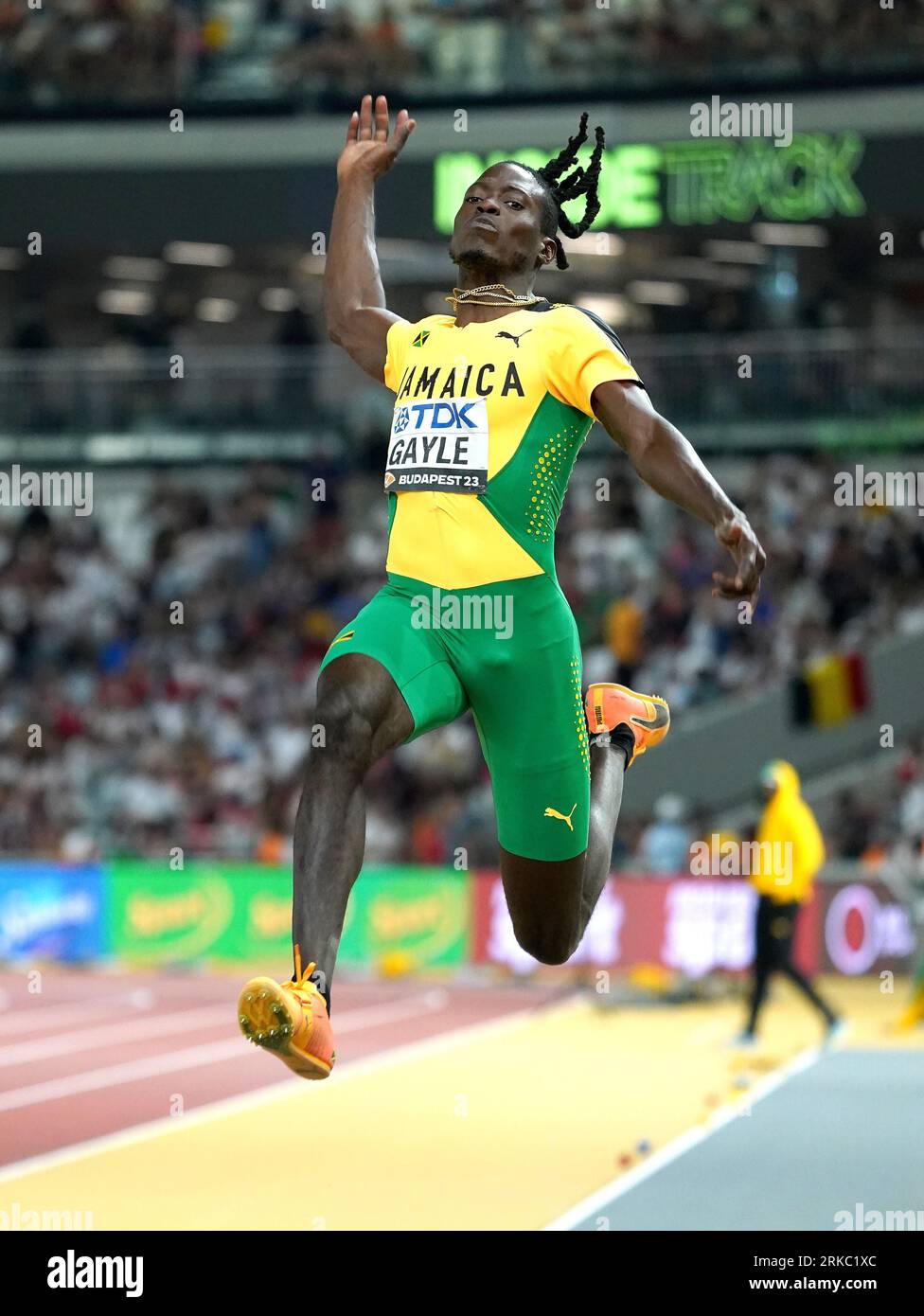 Tajay Gayle (JAM) in action in Long Jump men final during the 19th ...