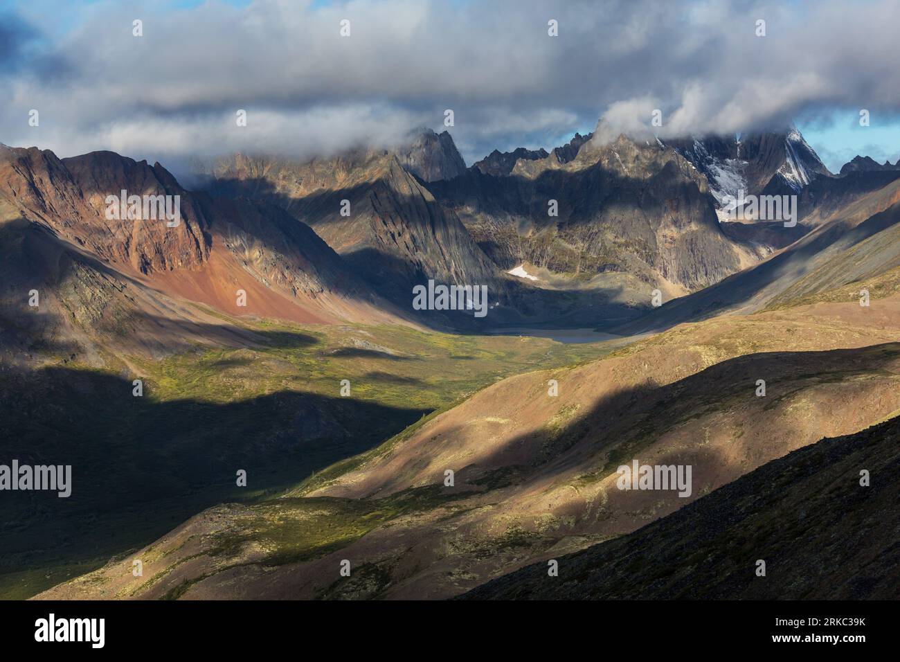 Tundra landscapes above Arctic circle along Dempster highway, Canada ...