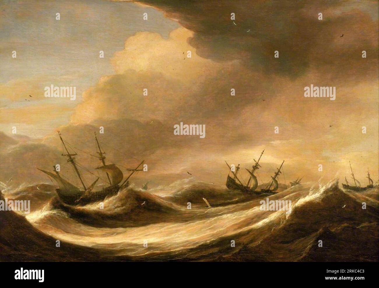 Ships in a Heavy Sea Running Before a Storm circa 1640 by Pieter Mulier ...