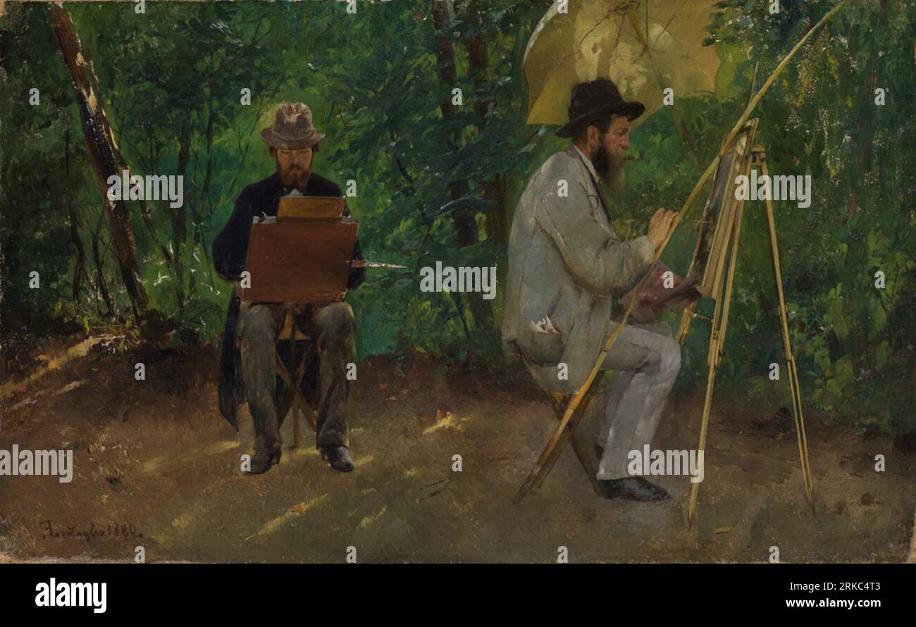 Edmund Kanoldt und Emil Lugo, im Freien malend 1880 by Emil Lugo Stock ...