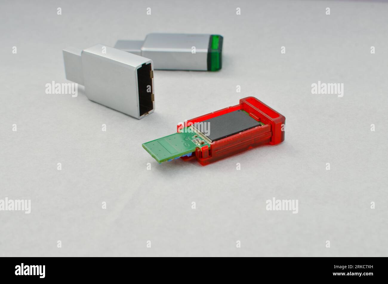 Closeup of an open USB stick revealing its internal circuitry for ...