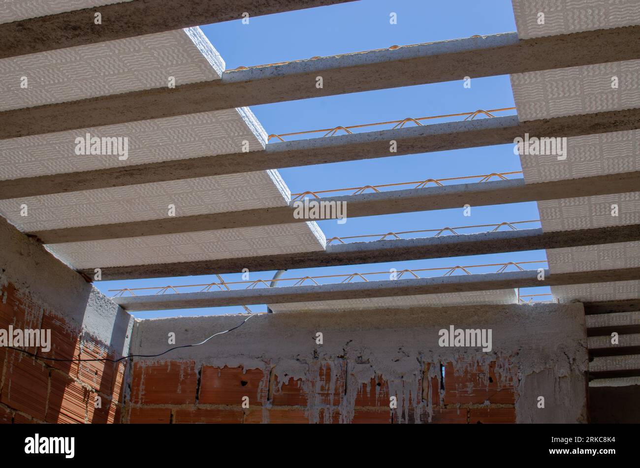 Detail of the construction of a Styrofoam slab in Brazil, a light and ...