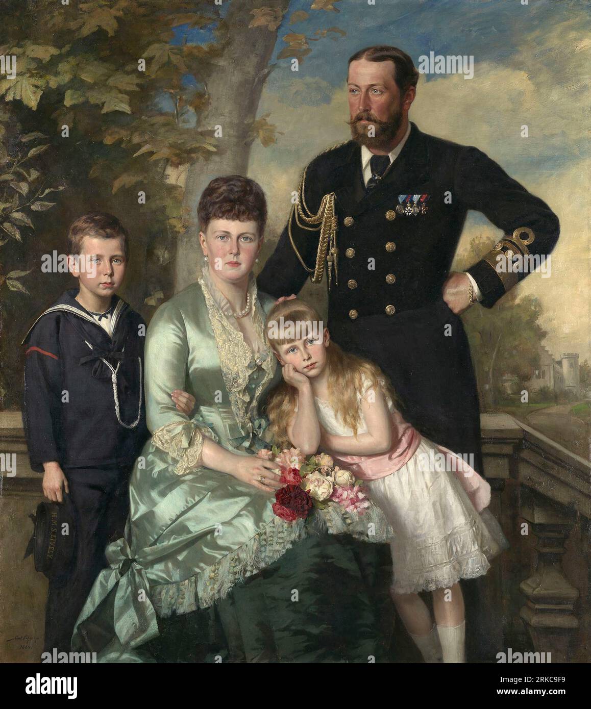 Alfred, Duke of Edinburgh, with his family Signed and dated 1884 by ...