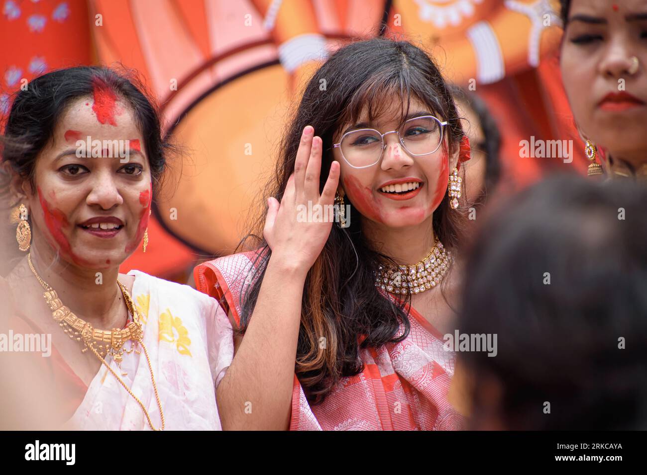Portrait of beautiful young attractive woman wearing a traditional ...
