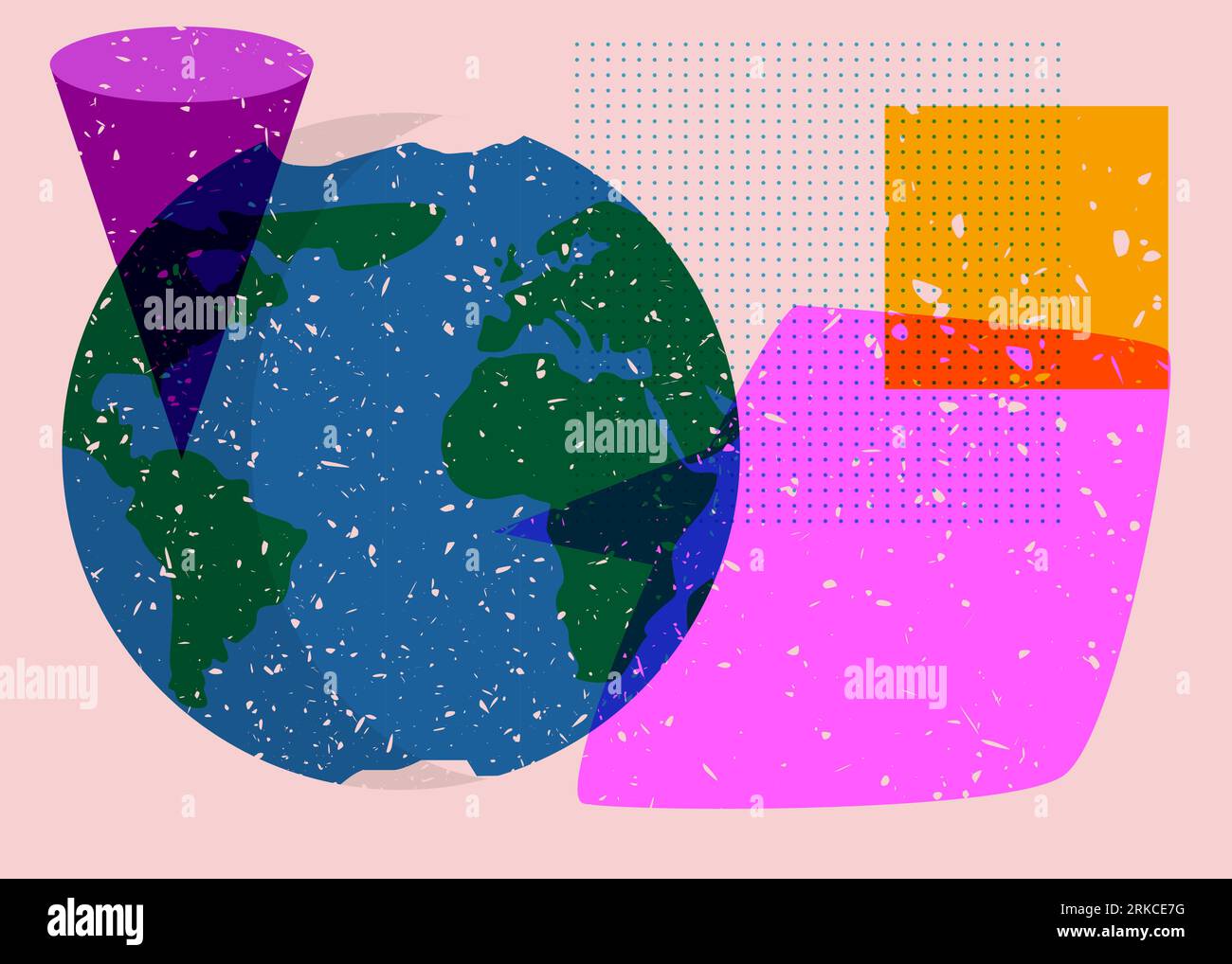 Planet Earth and speech bubble with colorful geometric shapes. Object ...