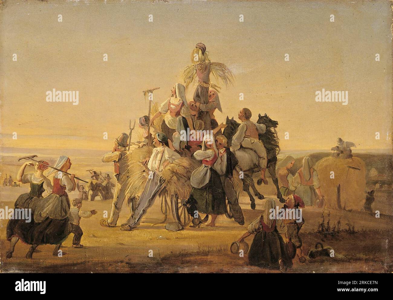 The last load of the harvest. 1844 by Hans Jørgen Hammer Stock Photo ...