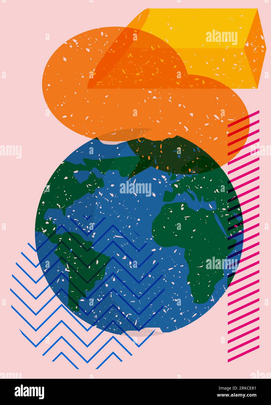 Planet Earth and speech bubble with colorful geometric shapes. Object ...