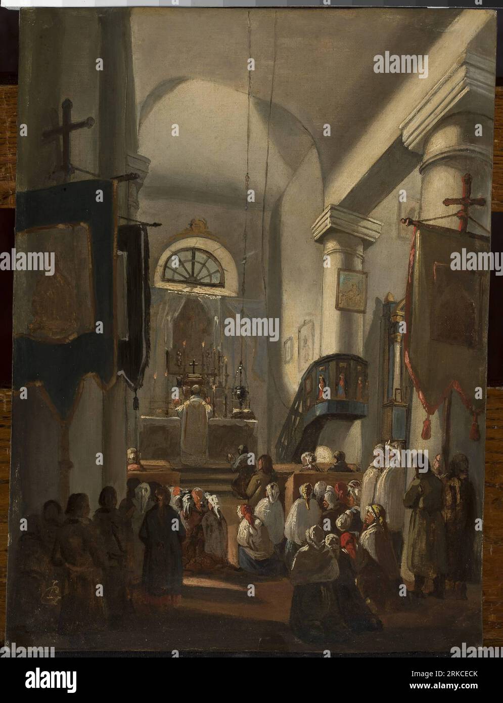 Church interior with staffage by Ignacy Gierdziejewski Stock Photo - Alamy
