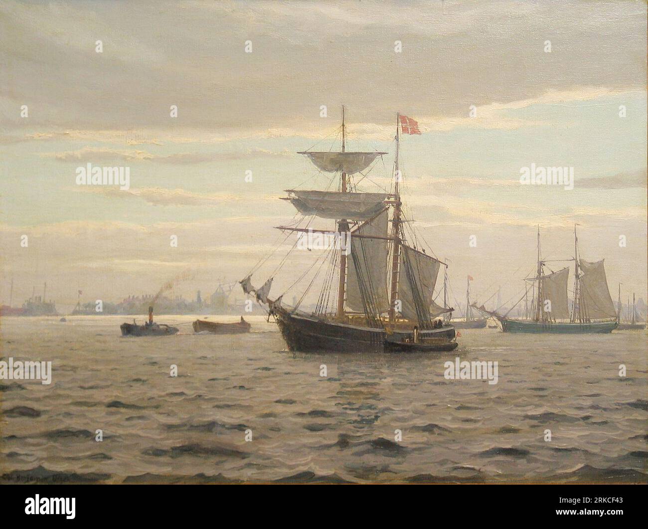 Numerous sailing ships at the roads of Copenhagen. between 1891 and ...