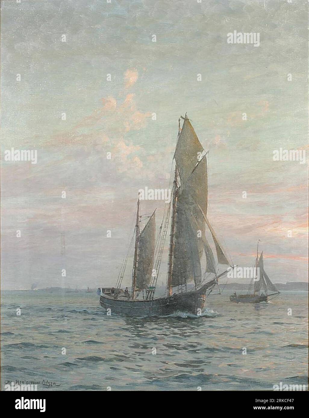 Sailing ships at sea off a coast. between 1891 and 1935 by Benjamin ...