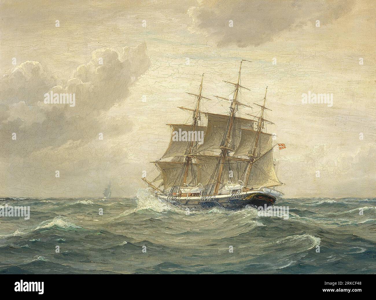 Ship with three masts at sea. between 1891 and 1935 by Benjamin Olsen ...