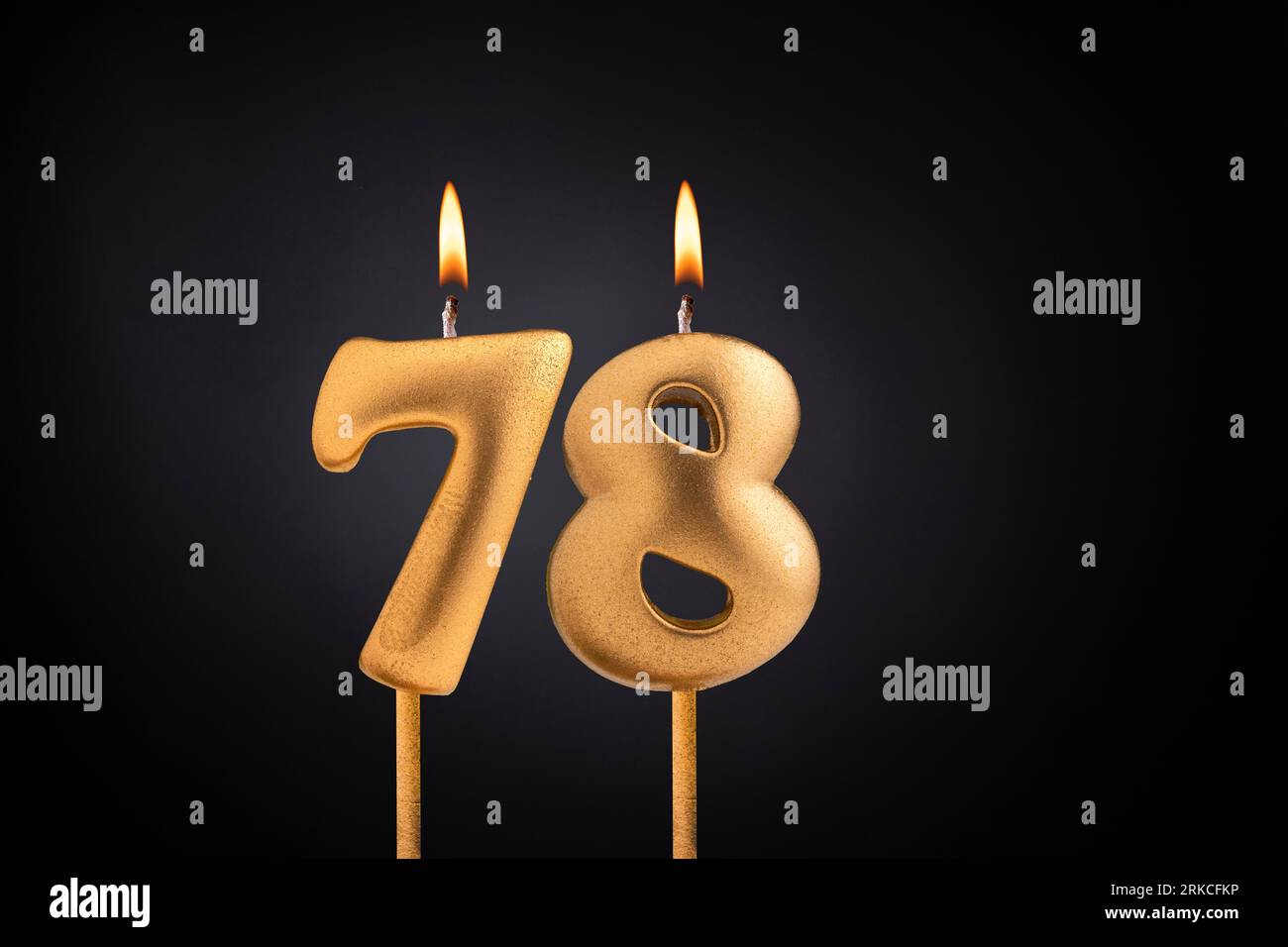 Birthday candle number 78 - Birthday celebration on black background ...
