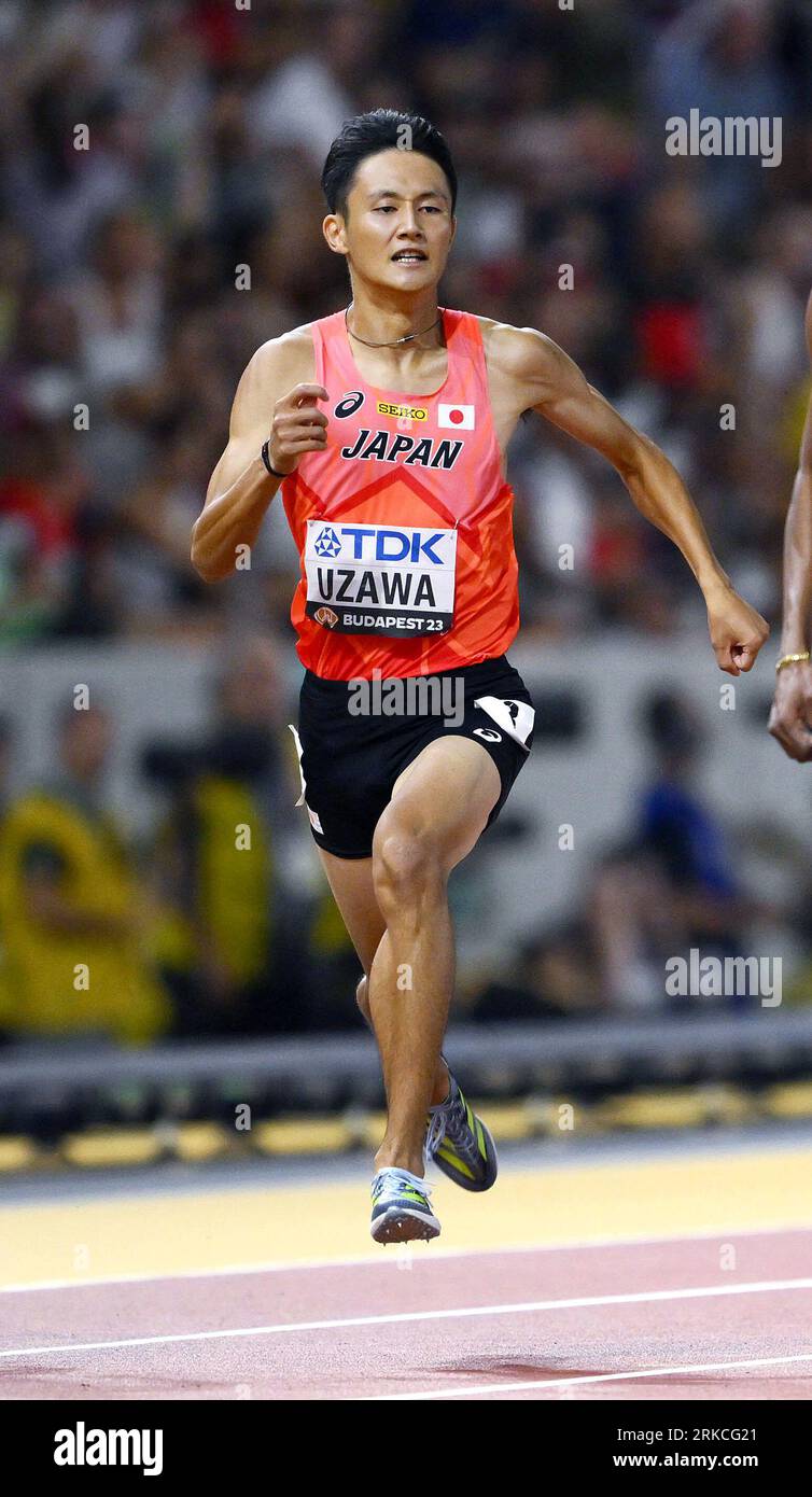 Towa Uzawa of Japan competes in a men's 200 meters semifinal heat at ...