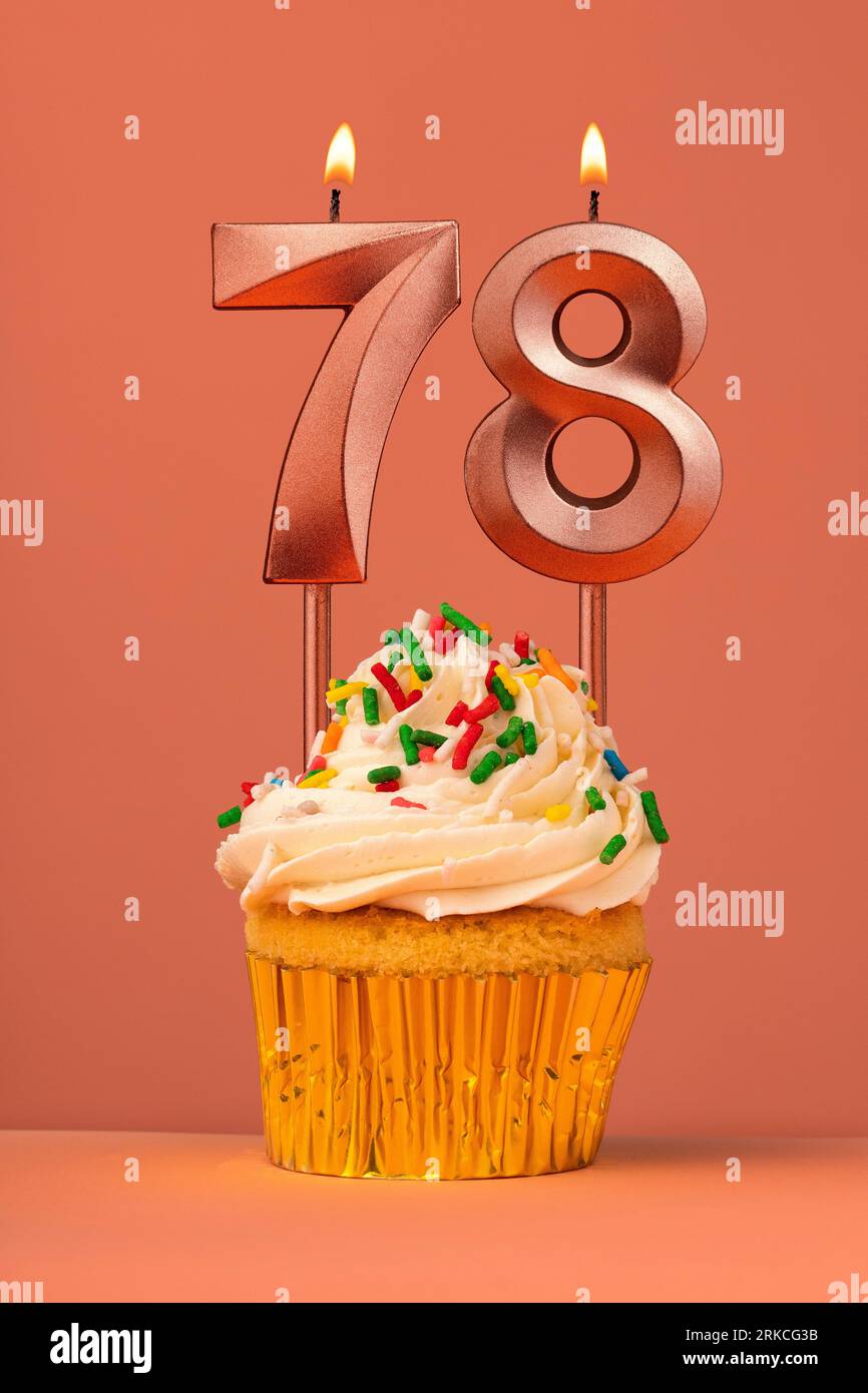 Candle number 78 - Cake birthday in coral fusion background Stock Photo ...