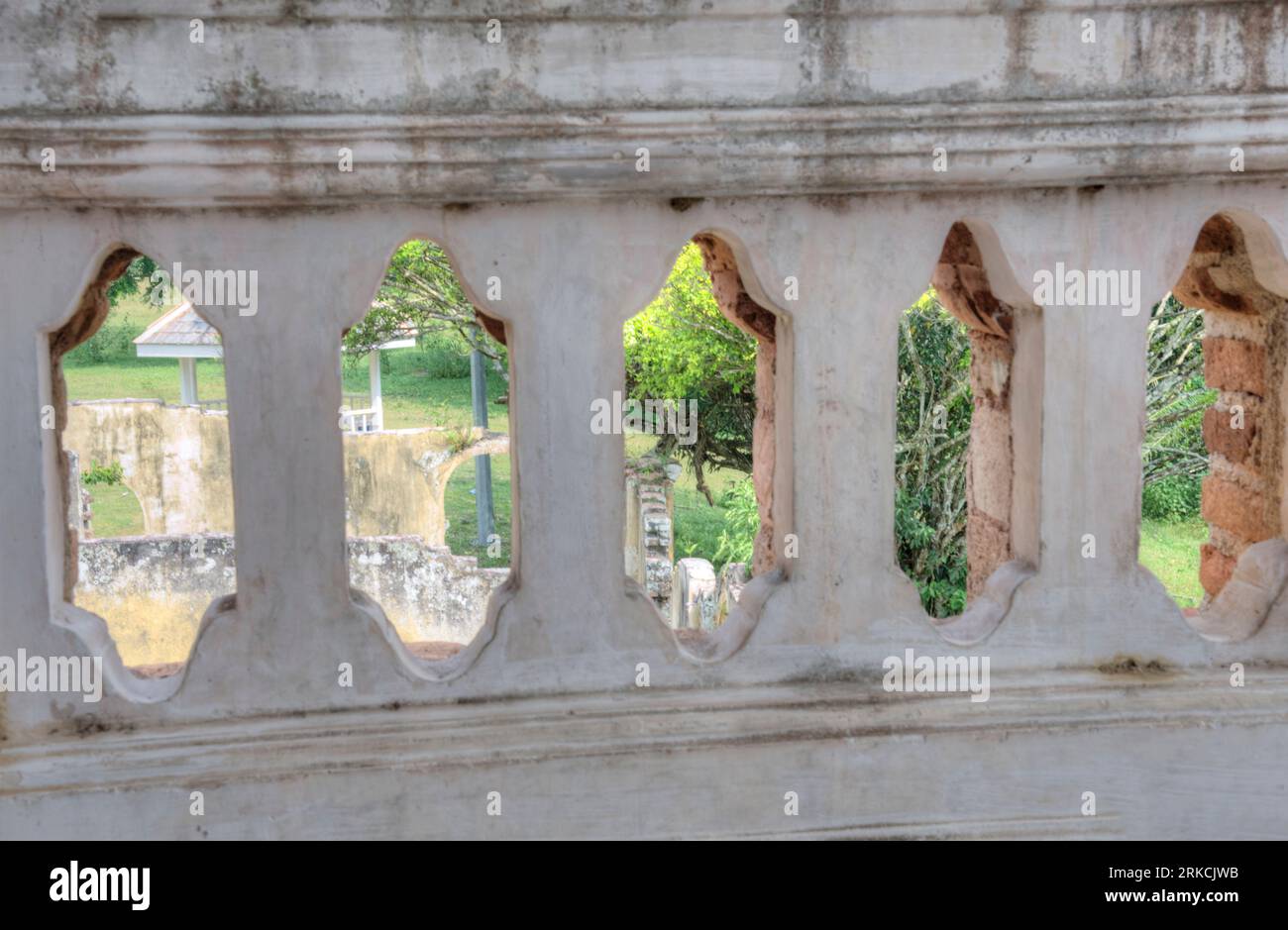 scene of the architectural structure of the deserted colonial building ...