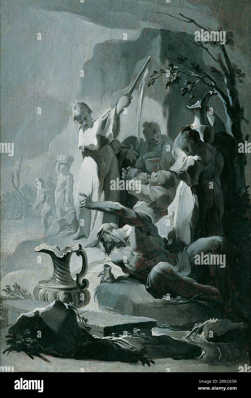 Moses and the Miracle of the Spring circa 1755 by Franz Sigrist Stock ...