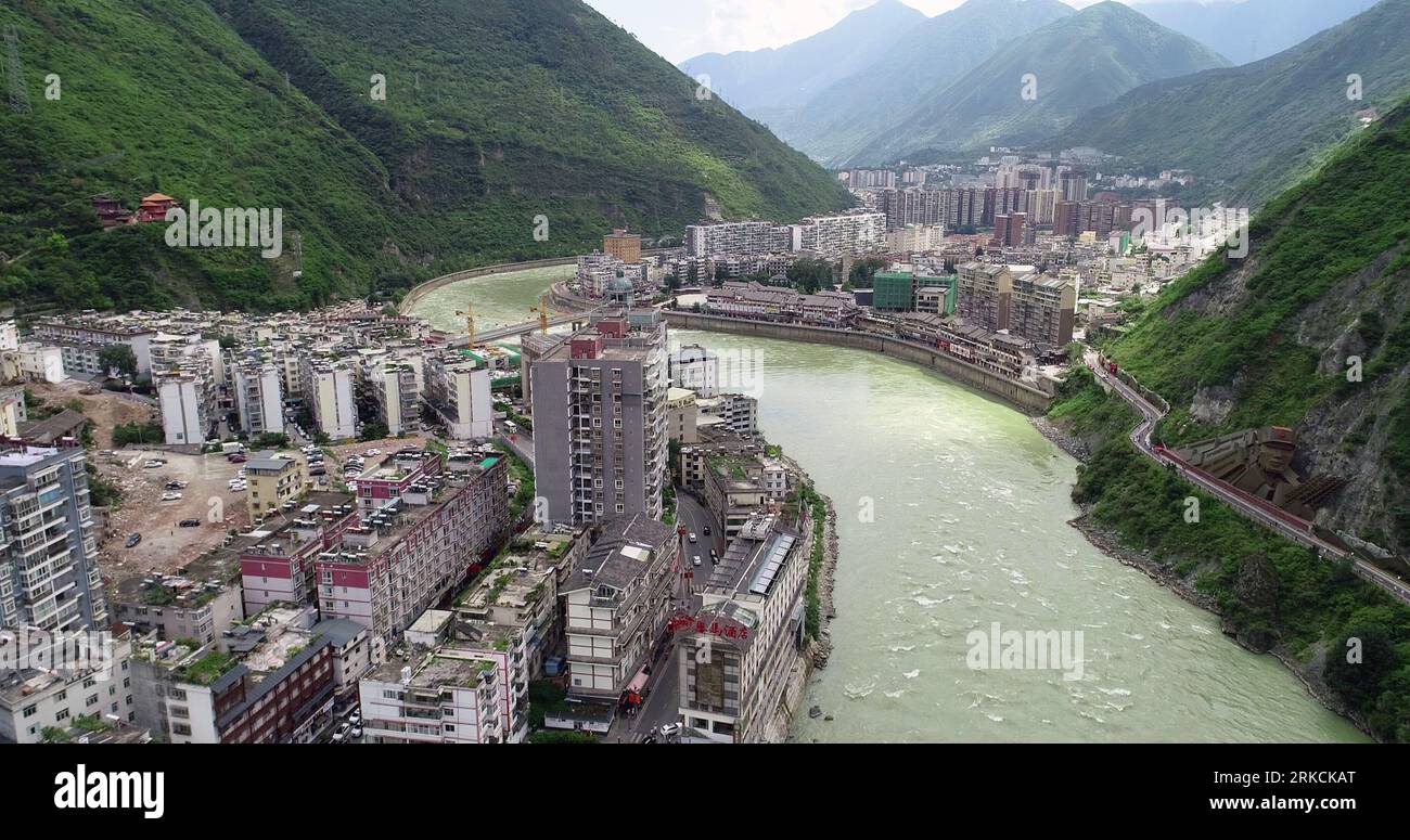 ABA, CHINA - AUGUST 9, 2023 - The Dadu River passes through Luding ...