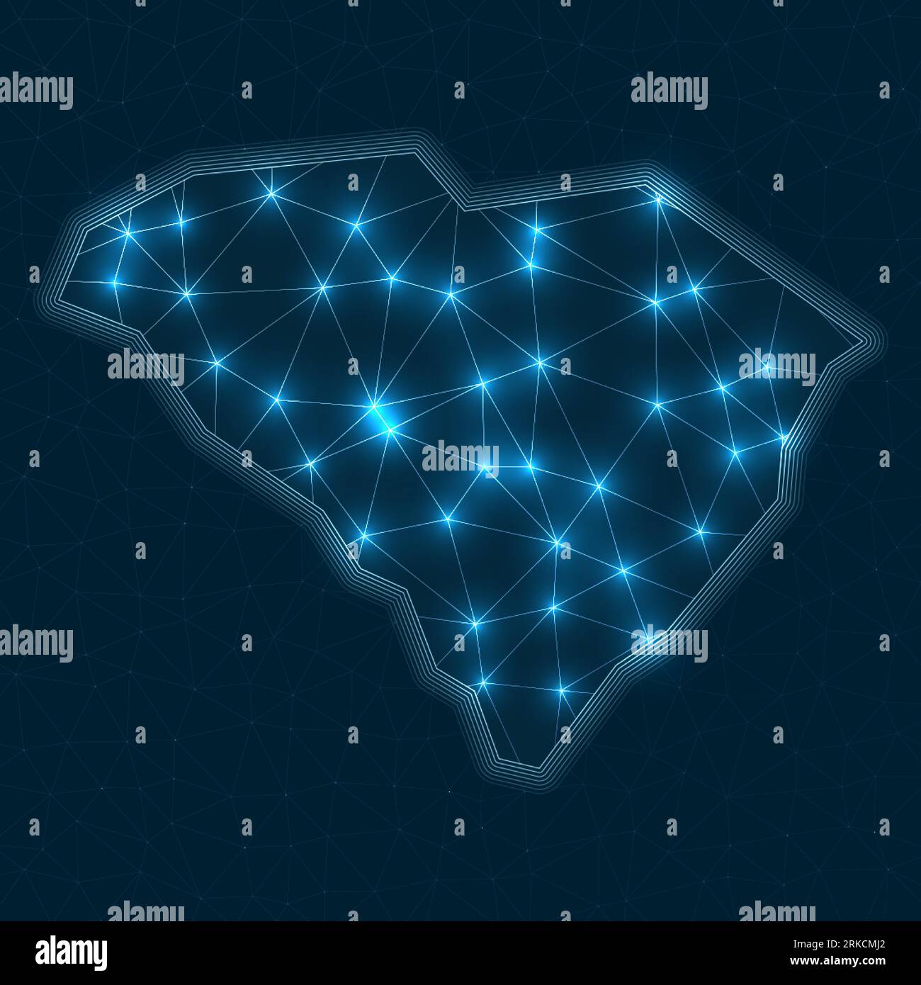 South Carolina network map. Abstract geometric map of the US state ...