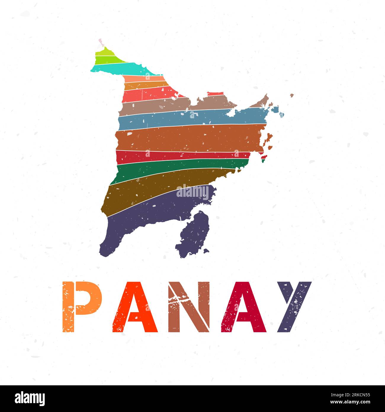 Panay map design. Shape of the island with beautiful geometric waves ...