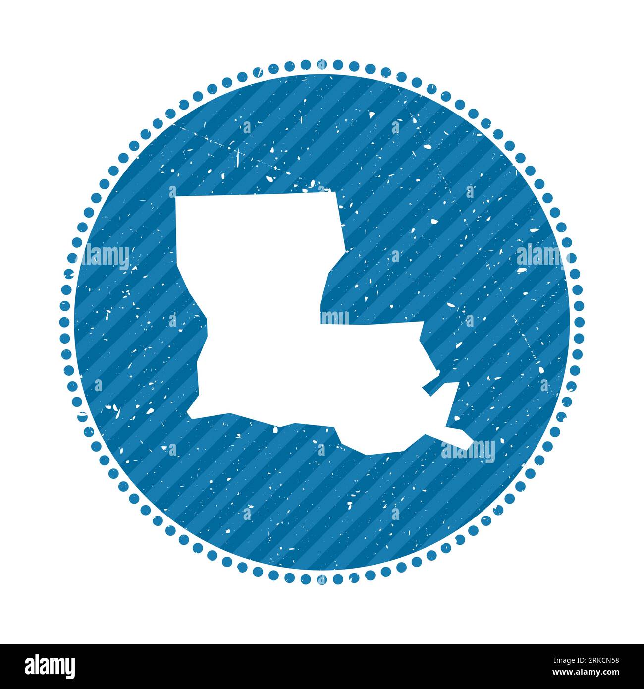 Louisiana striped retro travel sticker. Badge with map of US state ...