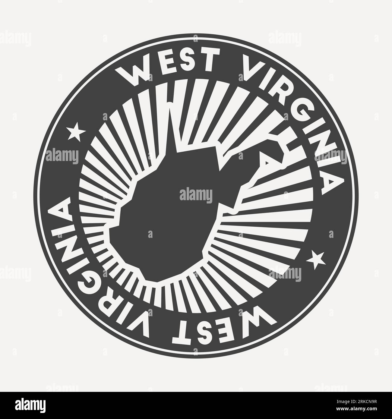 West Virginia round logo. Vintage travel badge with the circular name ...