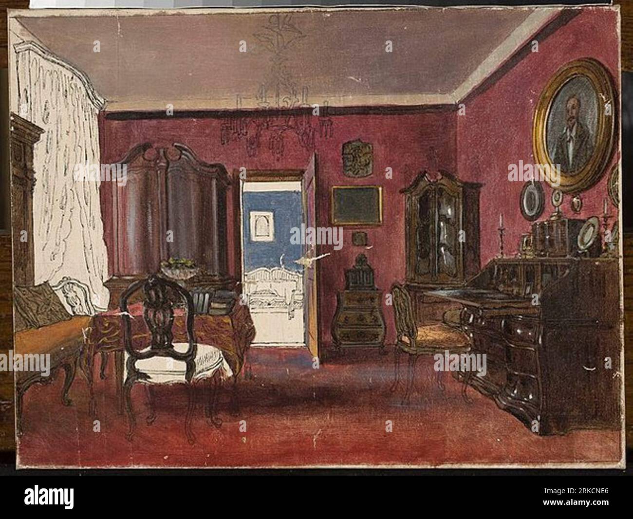 Living-room interior circa 1850 by Aleksander Gryglewski Stock Photo ...