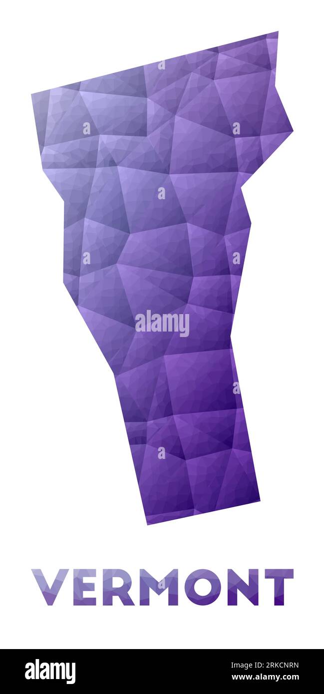 Map of Vermont. Low poly illustration of the US state. Purple geometric ...