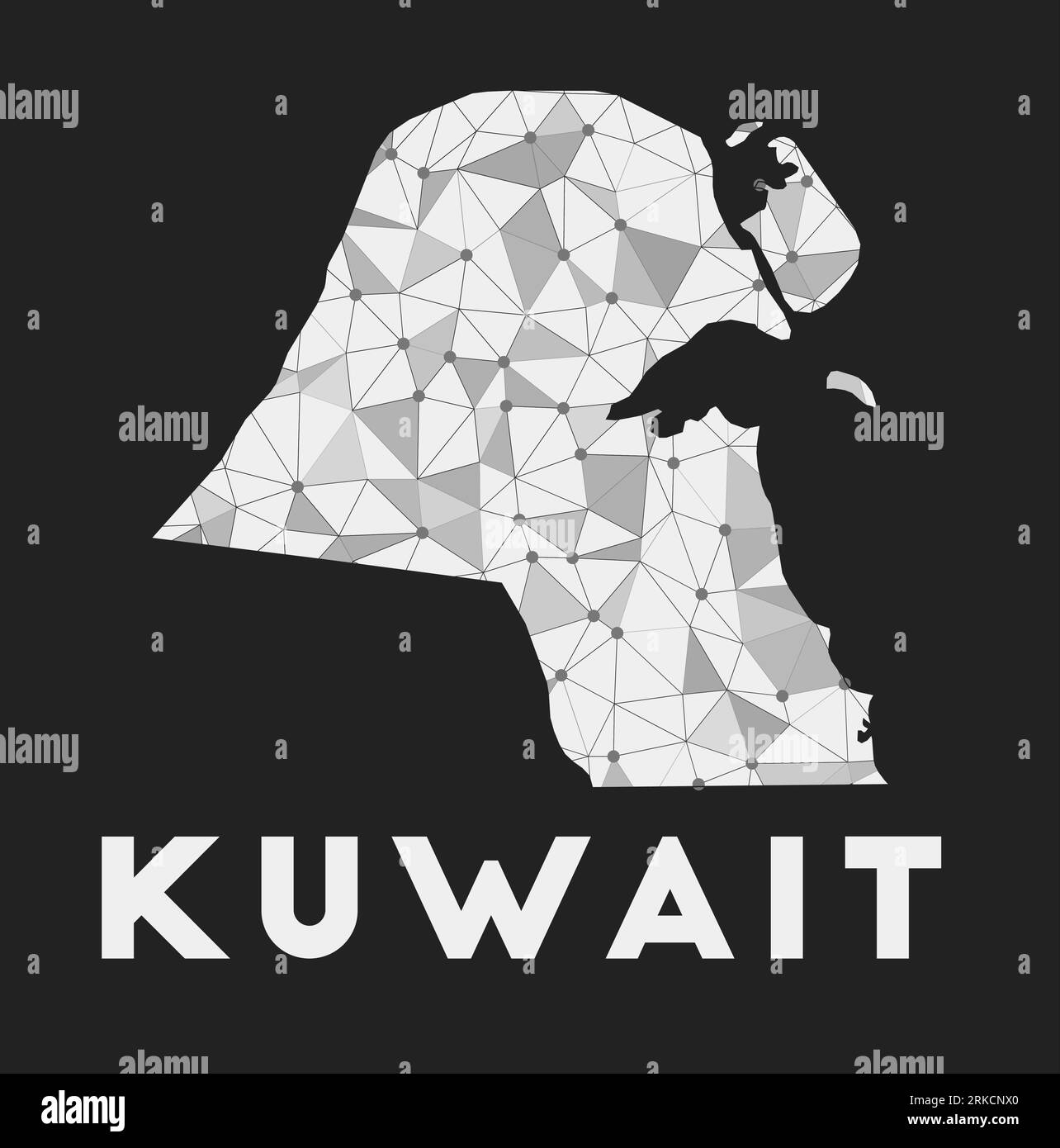 Kuwait - communication network map of country. Kuwait trendy geometric ...