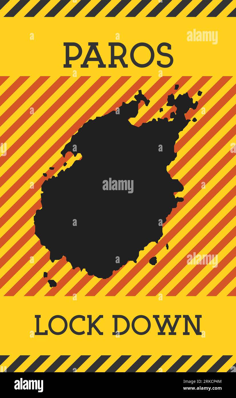 Paros Lock Down Sign. Yellow island pandemic danger icon. Vector ...