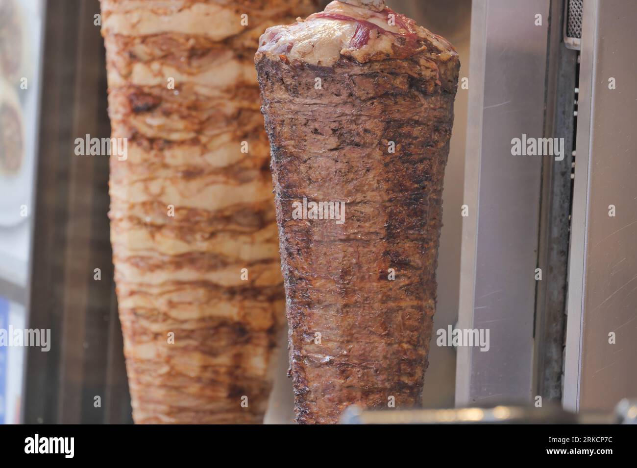 rotating traditional gyros meat close up Stock Photo - Alamy