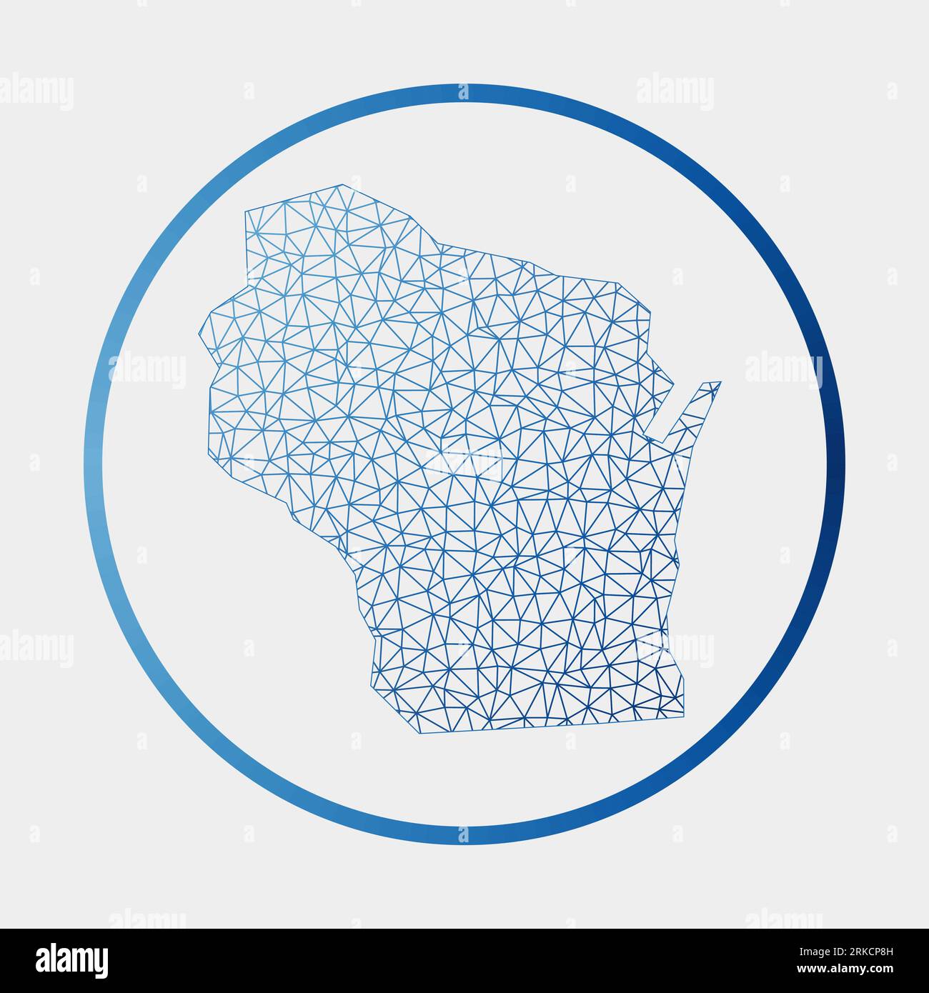 Wisconsin icon. Network map of the US state. Round Wisconsin sign with ...
