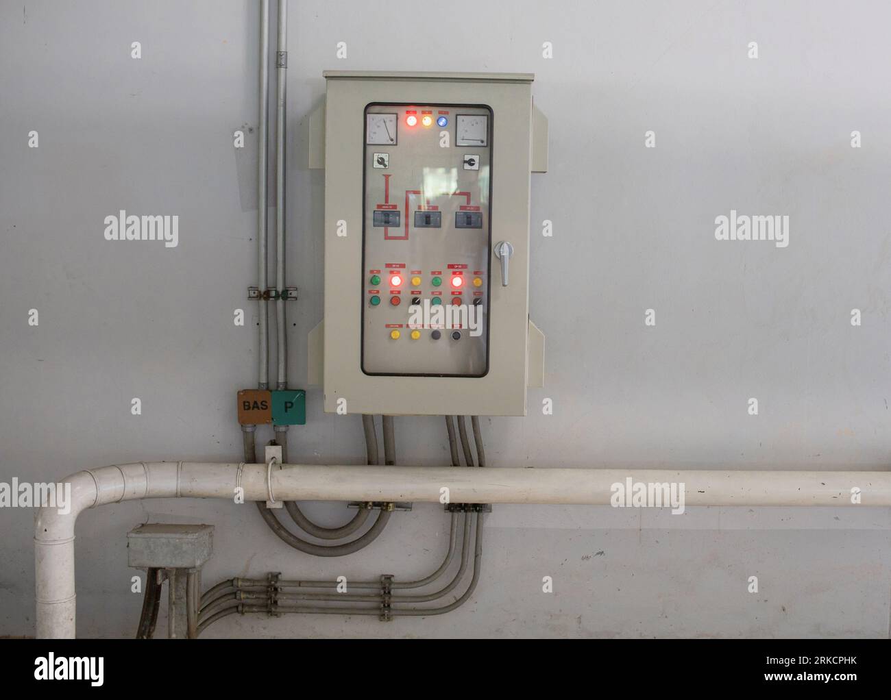 old electric control box Large wall boxes in the building Stock Photo ...