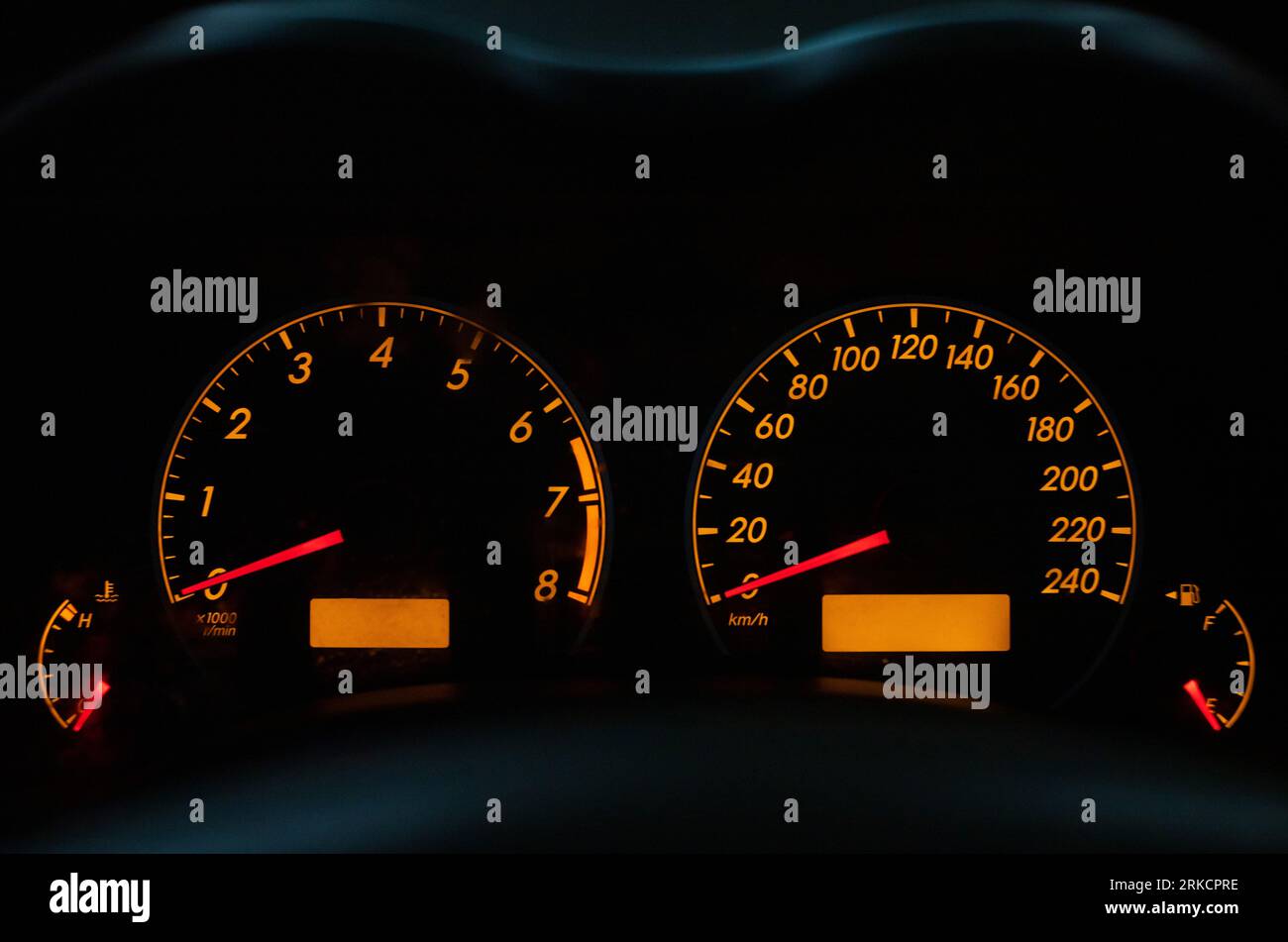 Close up image of car speed dashboard with light illuminated Stock ...