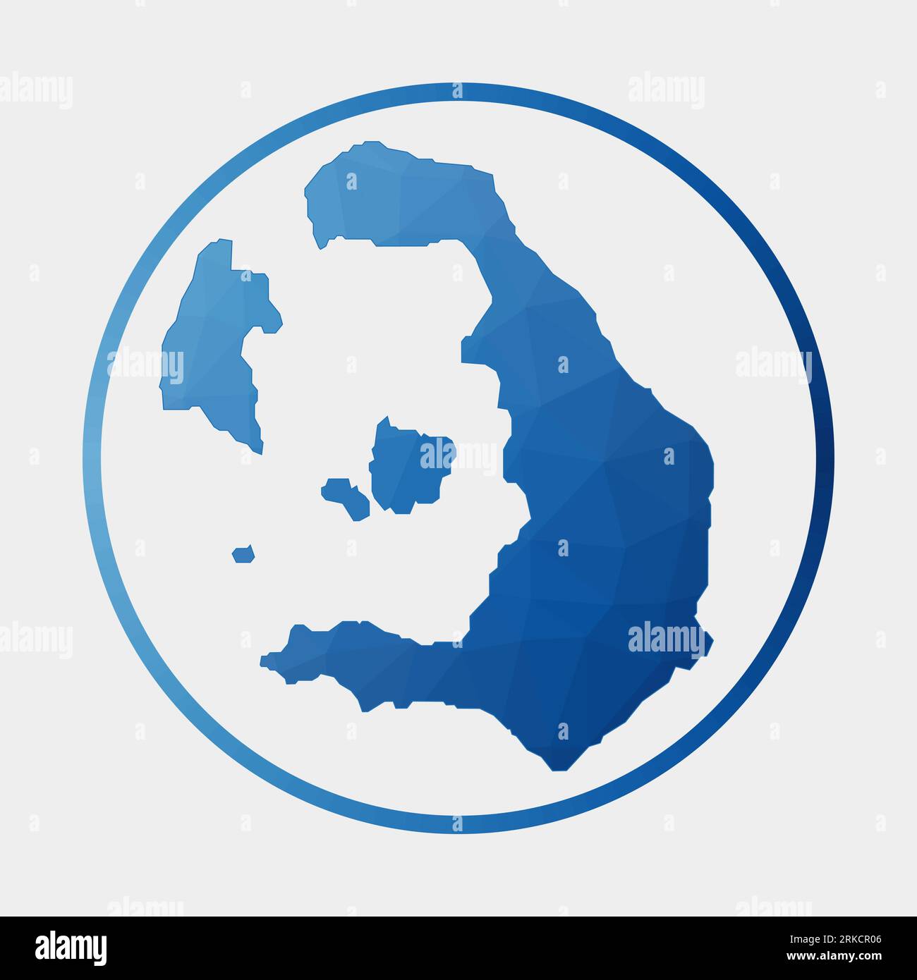Santorini icon. Polygonal map of the island in gradient ring. Round low ...