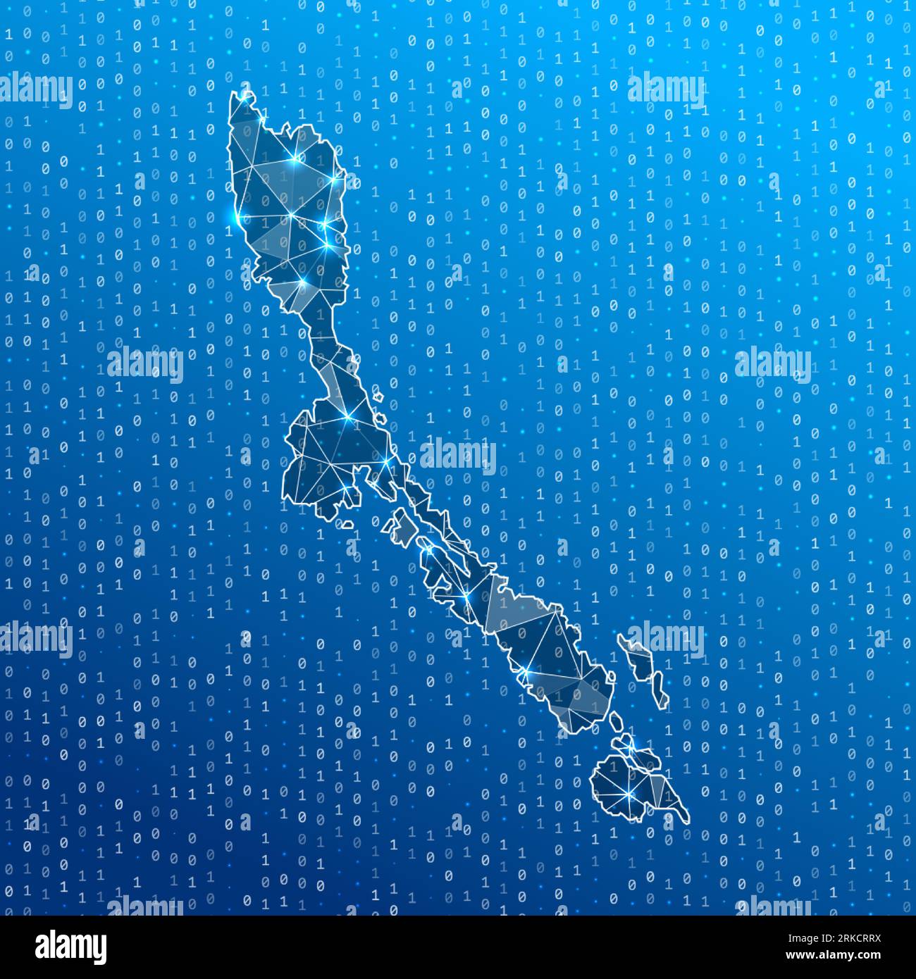 Network map of Losinj. Island digital connections map. Technology ...