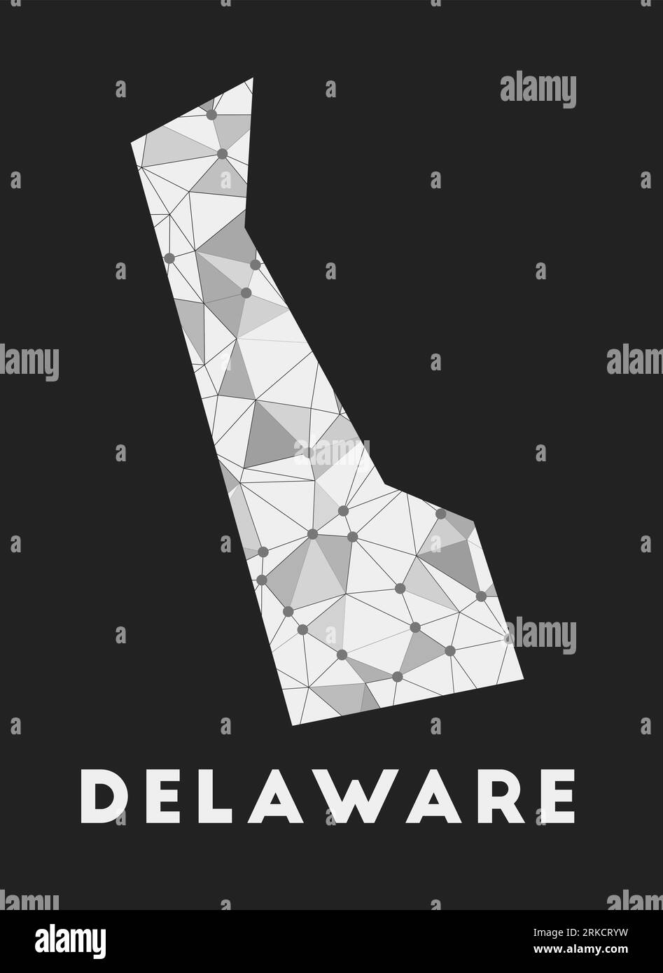Delaware - communication network map of US state. Delaware trendy ...