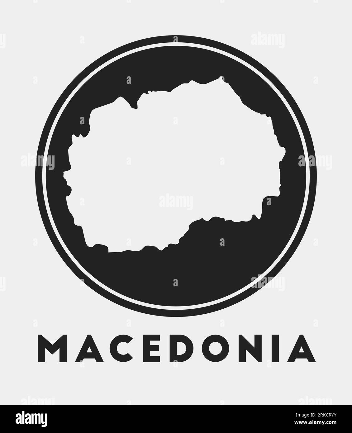 Macedonia icon. Round logo with country map and title. Stylish ...