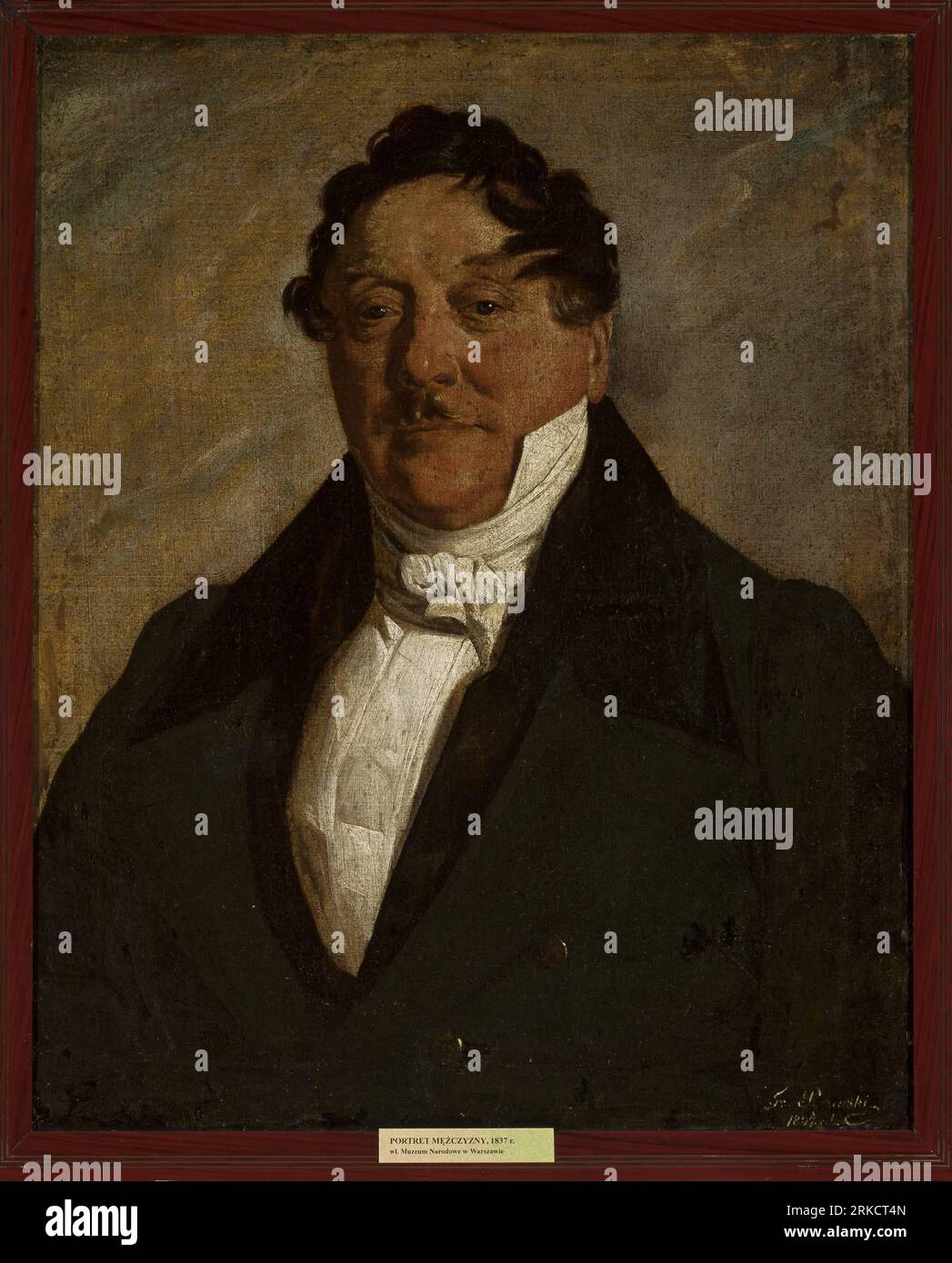 Portrait of a man in a white jabot 1837 by Feliks Pęczarski Stock Photo ...