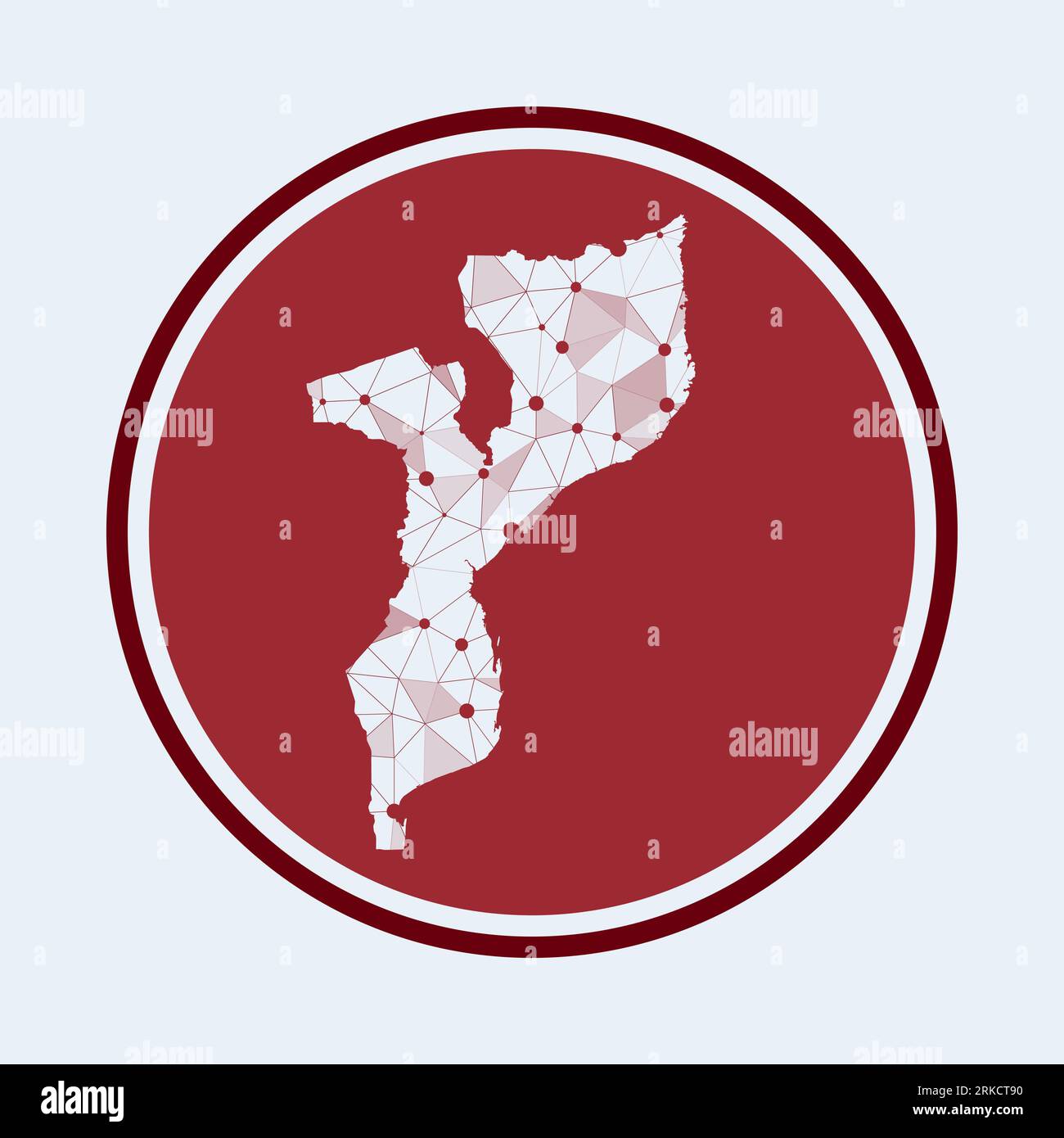 Mozambique icon. Trendy tech logo of the country. Geometric mesh round ...