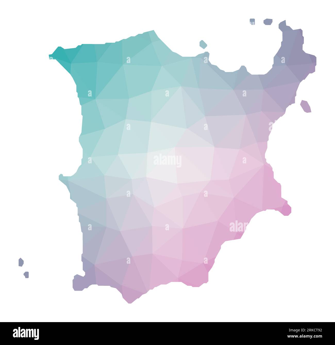 Polygonal map of Ko Samui. Geometric illustration of the island in ...