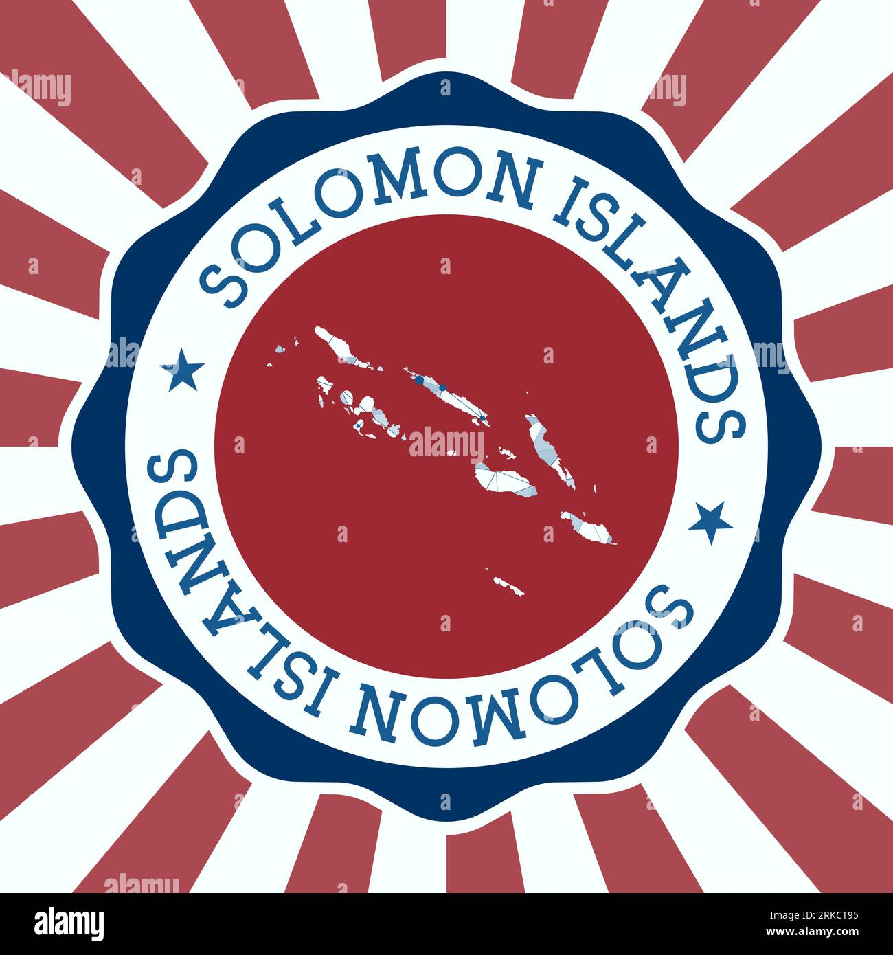 Solomon Islands Badge. Round logo of country with triangular mesh map ...
