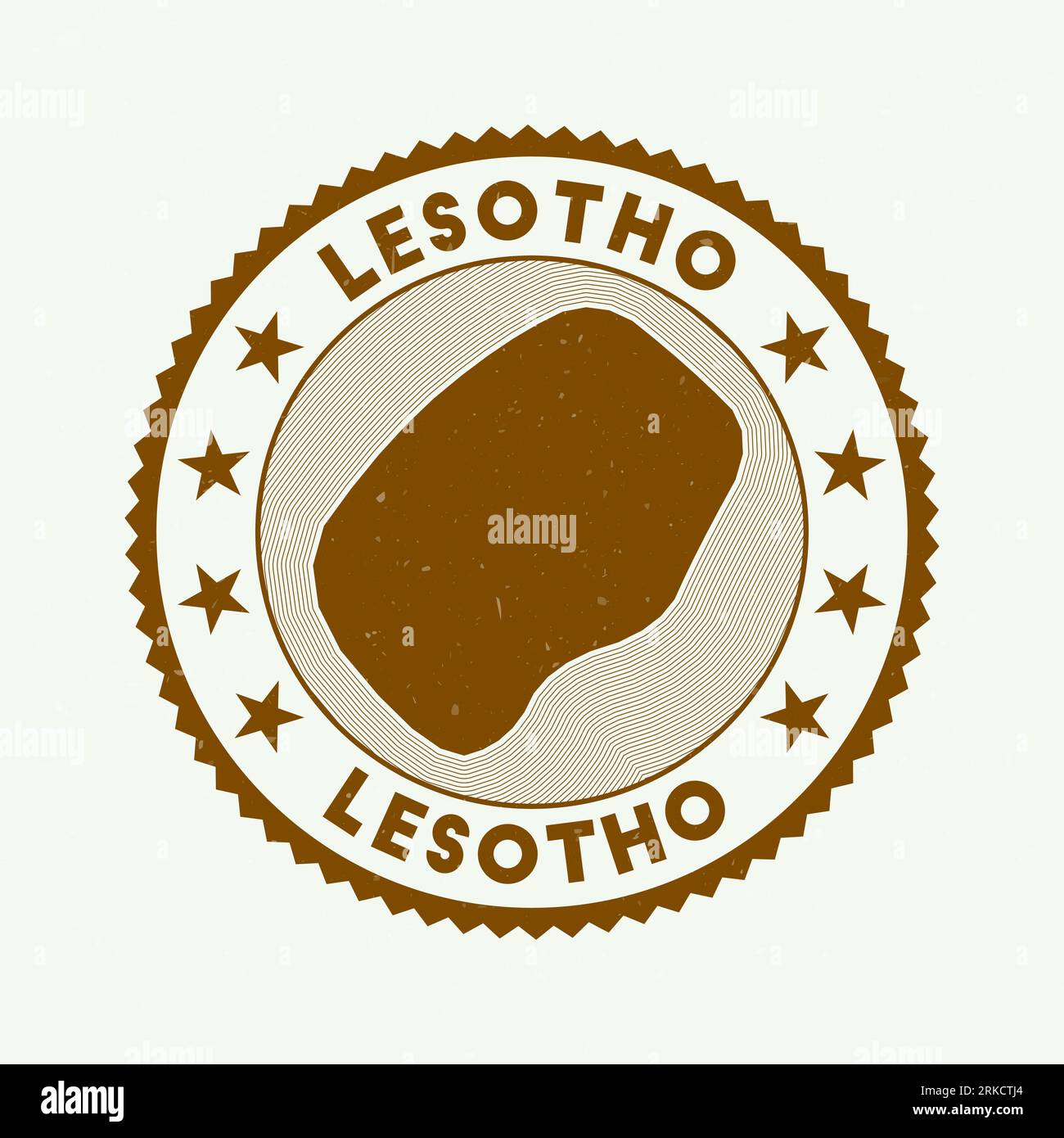 Lesotho emblem. Country round stamp with shape of Lesotho, isolines and ...
