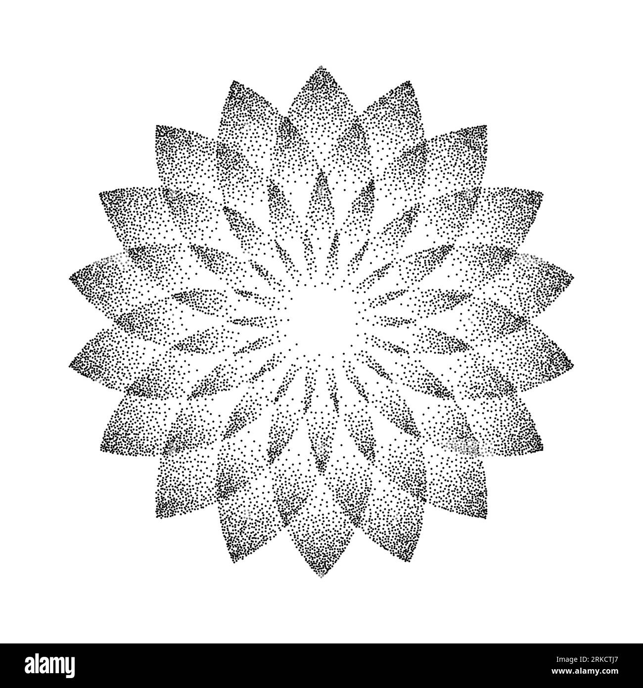 Stipple flower background. Dotted ornament mandala. Noise grain shape ...